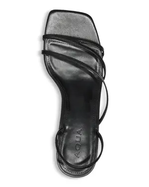 Aqua Flona Strappy Sandals - Black Leather