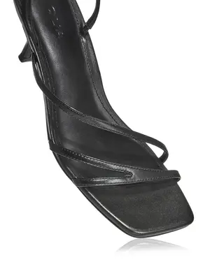 Aqua Flona Strappy Sandals Exclusive - Black Leather
