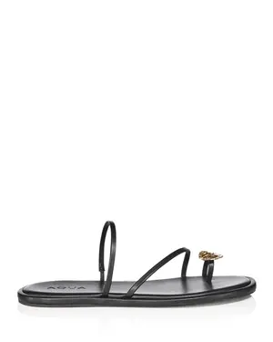 Aqua Jeni Thong Sandals - Black Nubuck