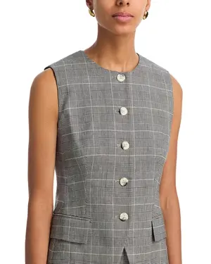 Veronica Beard Lois Waistcoat - Black Multi