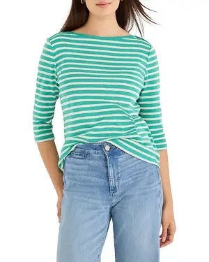 NIC+ZOE 3/4 Sleeve Boat Neck Tee - Green Multi