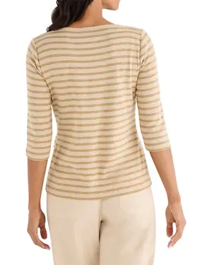 NIC+ZOE 3/4 Sleeve Boat Tee - Neutral Multi