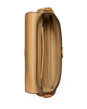 Tory Burch Small Double T Monogram Pebbled Leather Shoulder Bag