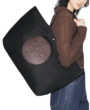 Tory Burch Ella Twist Reversible Tote - Black
