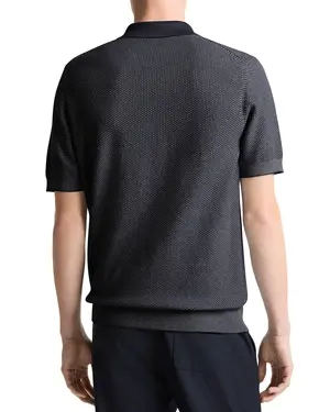 Vince Geo Jacquard Short Sleeve Polo Shirt - Coastal/medium Heather
