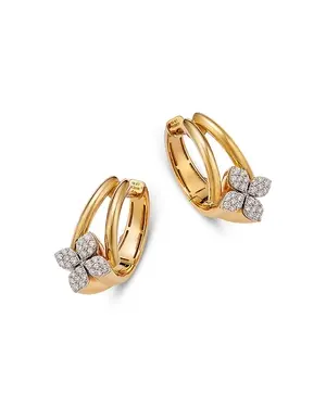 Roberto Coin Love In Verona Diamond Flower Hoop Earrings - White/gold