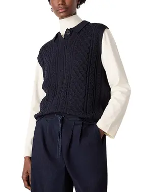 Whistles Wool Blend Cable Knit Tank