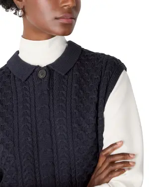 Whistles Wool Blend Cable Knit Tank