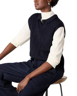 Whistles Wool Blend Cable Knit Tank