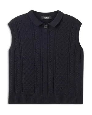 Whistles Wool Blend Cable Knit Tank