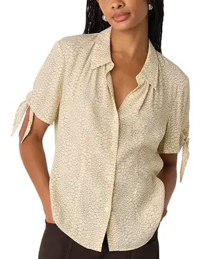 Whistles Dashed Marks Tie Sleeve Shirt - Ivory/multi
