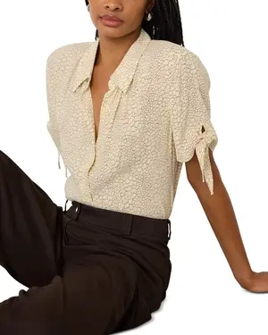 Whistles Dashed Marks Tie Sleeve Shirt