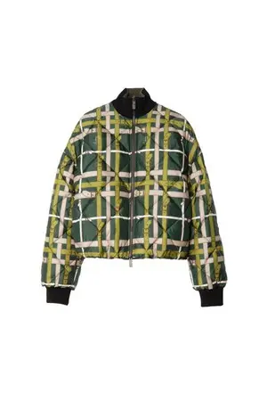 Burberry Cropped Reversible Belt Check Nylon Jacket