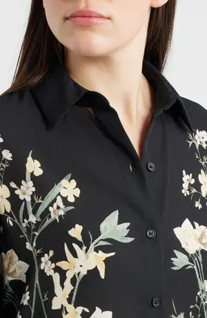 Anne Klein Floral Print Button-up Shirt