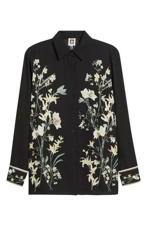 Anne Klein Floral Print Button-up Shirt