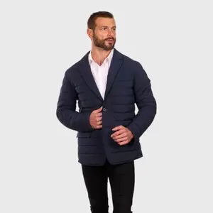 Perry Ellis Tech Stretch Quilted Blazer Jacket - Navy