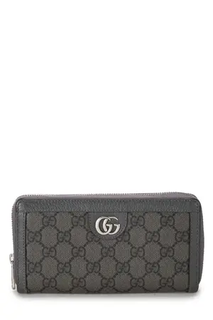 Gucci Gg Supreme Canvas Marmont Zip Around Wallet - Grey