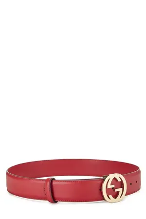 Gucci Interlocking Gg Leather Belt - Red