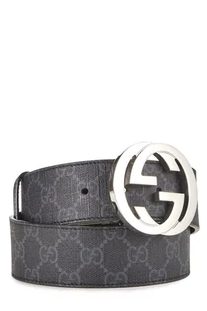 Gucci Gg Supreme Canvas Interlocking Gg Belt - Black