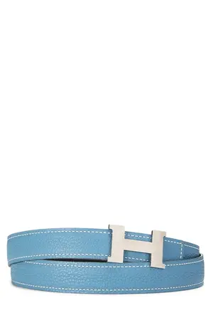 LOUIS VUITTON Box & Clemence Reversible Belt - Blue Jean