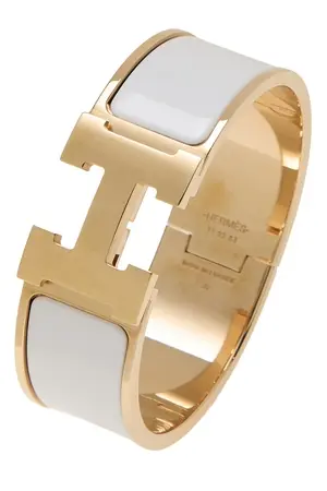Hermès Enamel Clic-clac 'h' Bracelet - White