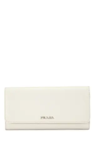 Prada Saffiano Continental Wallet - White