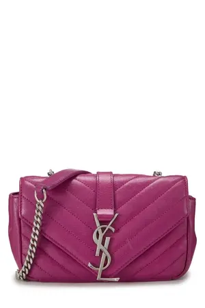 Saint Laurent Calfskin Chevron College Wallet On Chain - Pink