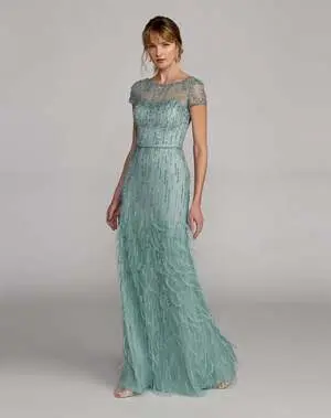 MAC DUGGAL COLLECTION Embellished Feather Gown