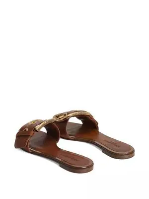 Dolce & Gabbana Buckle-detail Flat Sandals - Brown
