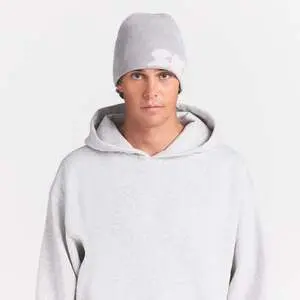 SKIMS Logo Beanie Hat | Grey | Cotton Knit