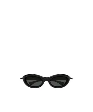Bottega Veneta Sardine Oval Sunglasses - Black/gray
