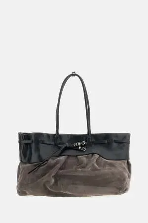 MARGESHERWOOD Borsa A Spalla Soft Grandma Layered In Pelle Scamosciata - Grigio