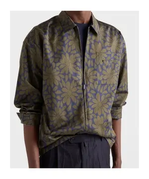 Prada Printed Cotton Blend Zipper Shirt
