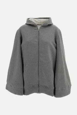 7 For All Mankind Felpa Oversize In Cotone Con Cappuccio E Zip - Grey