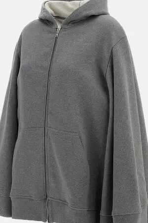 7 For All Mankind Felpa Oversize In Cotone Con Cappuccio E Zip - Grey