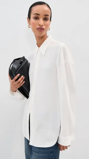 Tibi Soft Drape Hinged Button Down Shirt