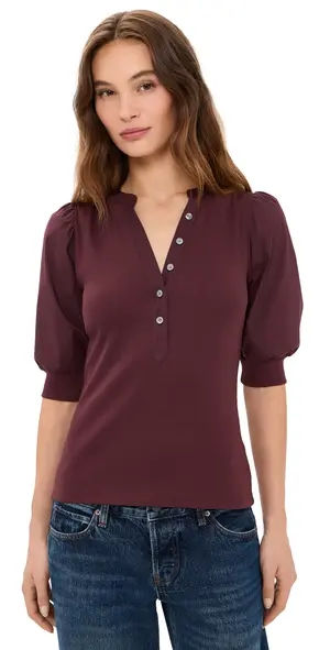 Veronica Beard Coralee Top - Burgundy