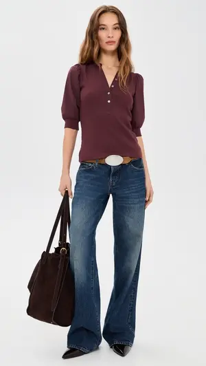 Veronica Beard Coralee Top - Burgundy