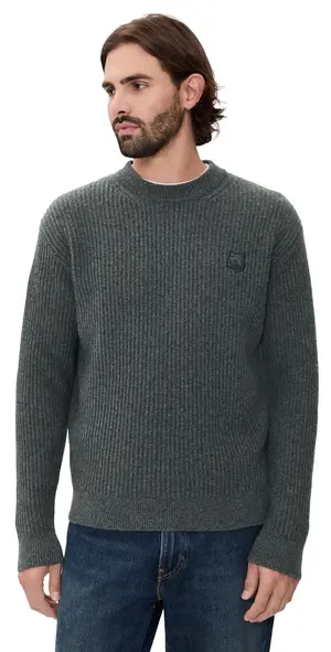 Maison Kitsuné Fox Head Wool Ribbed Sweater