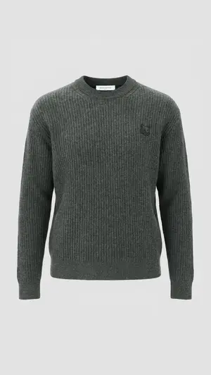 Maison Kitsuné Fox Head Wool Ribbed Sweater