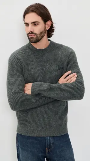 Maison Kitsuné Fox Head Wool Ribbed Sweater