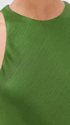 Tibi Matte Satin Plisse Maxi Bias Dress