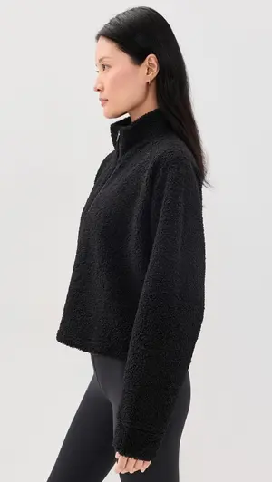 Year Of Ours Lucia Quarter Zip Sherpa Pullover - Black