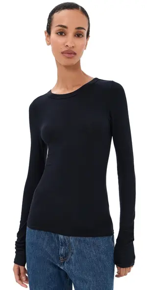 Enza Costa Silk Rib Essential Crew Tee