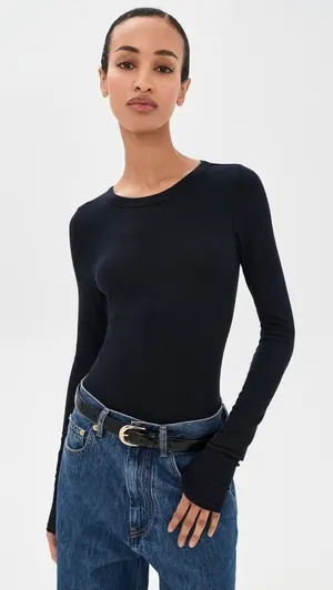 Enza Costa Silk Rib Essential Crew Tee