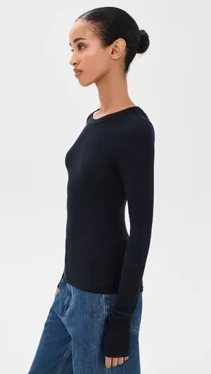 Enza Costa Silk Rib Essential Crew Tee