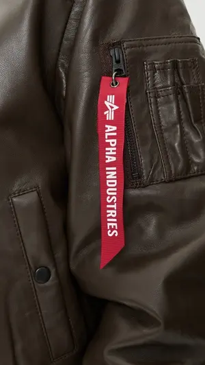 Alpha Industries Leather Ma-1 Heritage Fit Flight Jacket