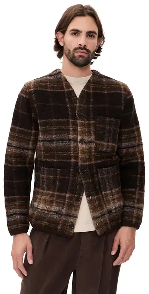 Universal Works Pino Wool Fleece Cardigan - Brown