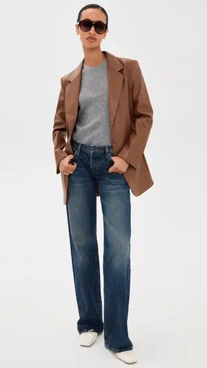 Susana Monaco Faux Leather Boyfriend Blazer