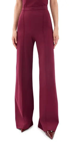RIPLEY RADER Ponte Knit Long Wide Leg Pants - Wine